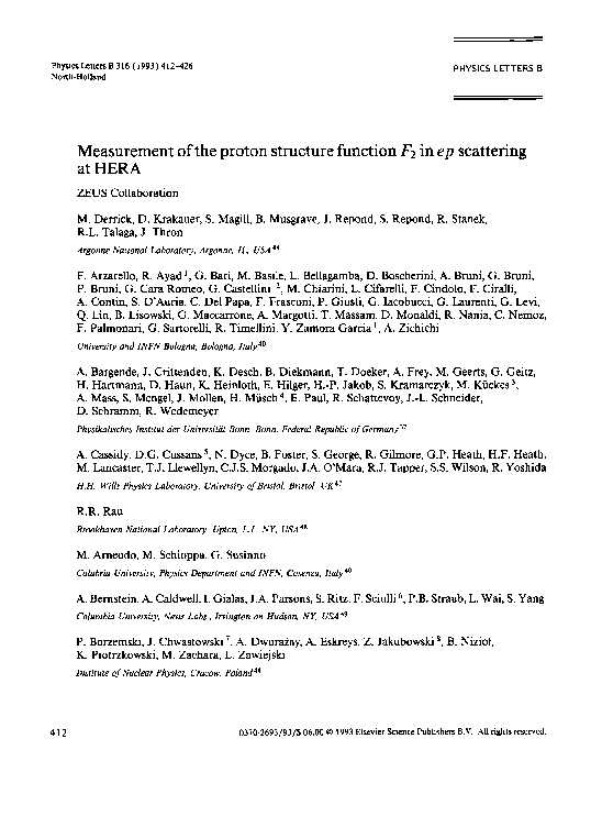 (PDF) Measurement of the proton structure function F2 in ep scattering at HERA | A. Wróblewski ...