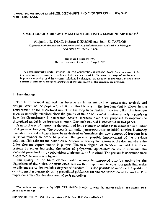 Pdf A Method Of Grid Optimization For Finite Element Methods