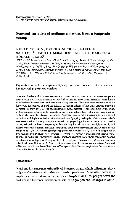 (PDF) Seasonal variation of methane emissions from a temperate swamp