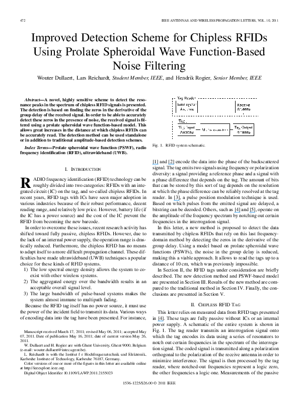 (PDF) Improved Detection Scheme for Chipless RFIDs Using Prolate Spheroidal Wave Function-Based ...