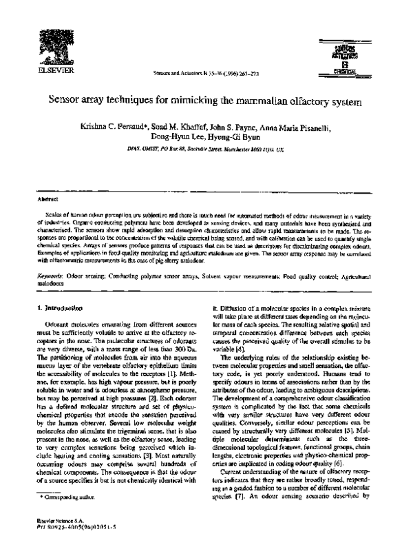 (PDF) Sensor array techniques for mimicking the mammalian olfactory system