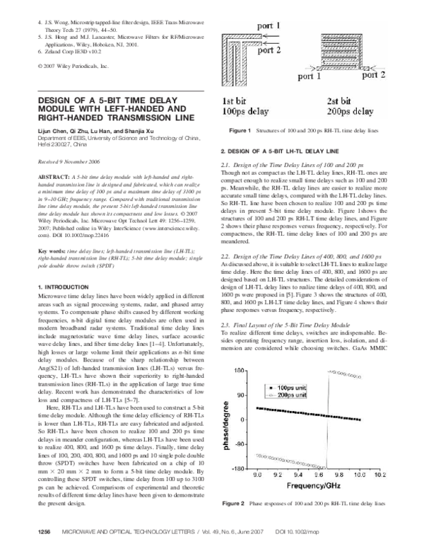 (PDF) Design of a 5-bit time delay module with left-handed and right ...