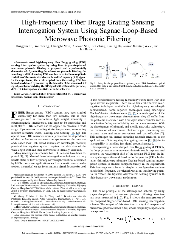 (PDF) Photonic scanning receiver using an electrically tuned fiber ...