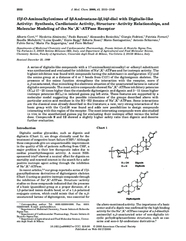 (PDF) Cardiotonic steroids as potential Na+/K+-ATPase inhibitors – a ...
