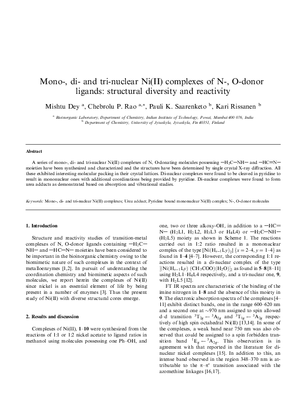 (PDF) Mono, di- and tri-nuclear Ni(II) complexes of N-, O-donor ligands ...