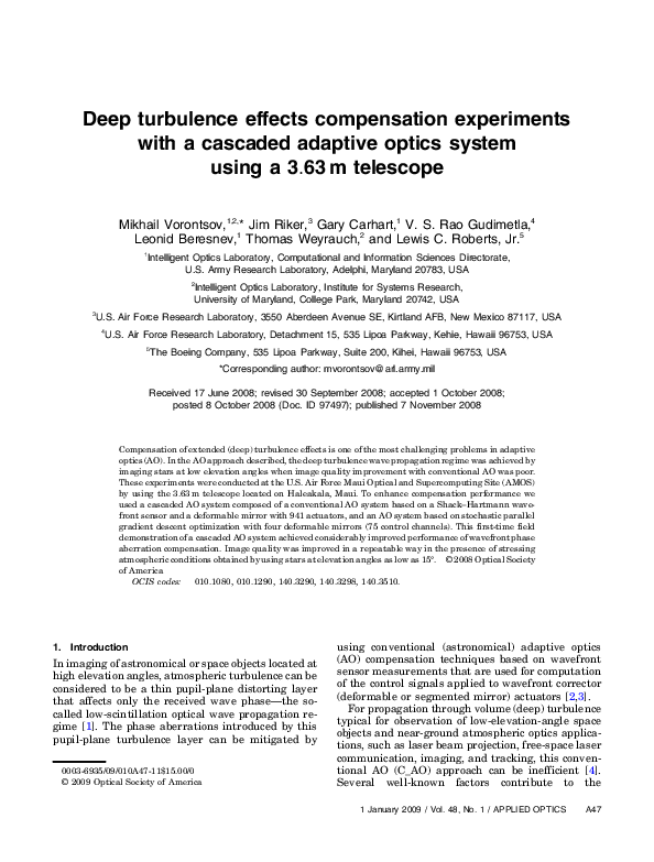 (PDF) Deep turbulence effects compensation experiments with a cascaded ...