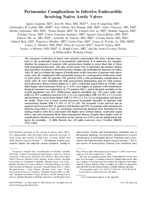 (PDF) Periannular Complications in Infective Endocarditis Involving ...