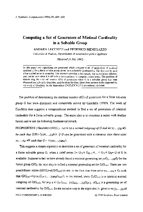 (PDF) Computing a Set of Generators of Minimal Cardinality in a ...