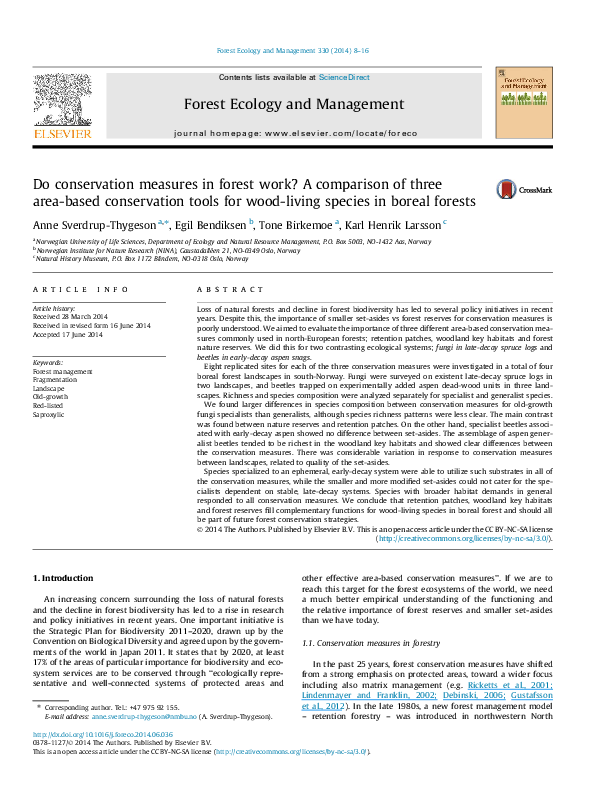 (PDF) Do conservation measures in forest work? A comparison of three ...