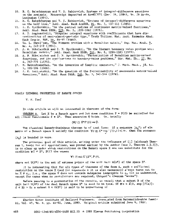 Pdf Weakly Extremal Properties Of Banach Spaces