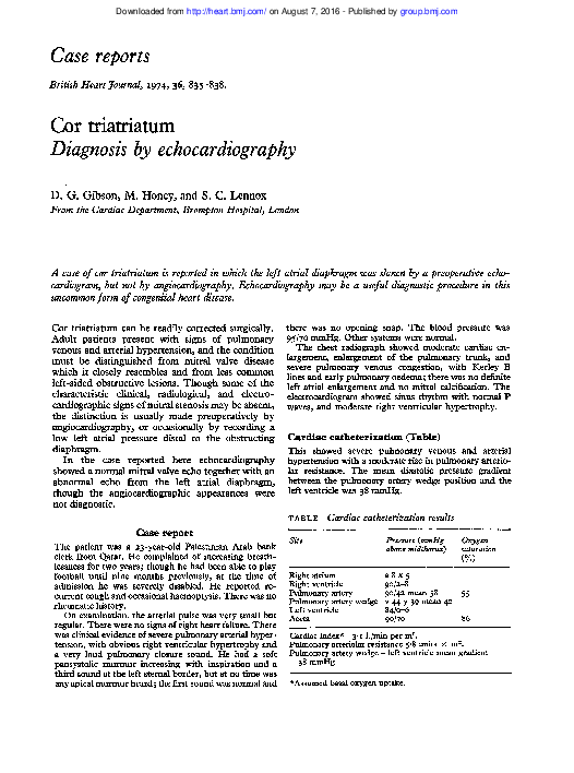 (PDF) Cor triatriatum. Diagnosis by echocardiography