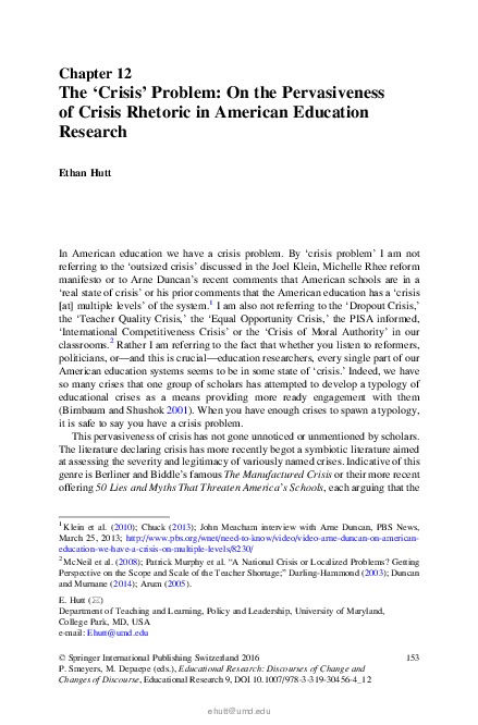(PDF) The 'Crisis' Problem: On the Pervasiveness of Crisis Rhetoric in ...