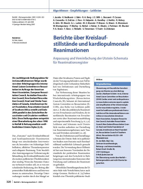 (PDF) Cardiac arrest and cardiopulmonary resuscitation outcome reports ...