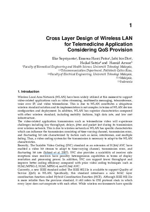 (PDF) Cross Layer Design of Wireless LAN for Telemedicine Application
