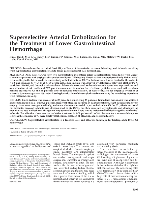 (PDF) Superselective Microcoil Embolization for the Treatment of Lower ...