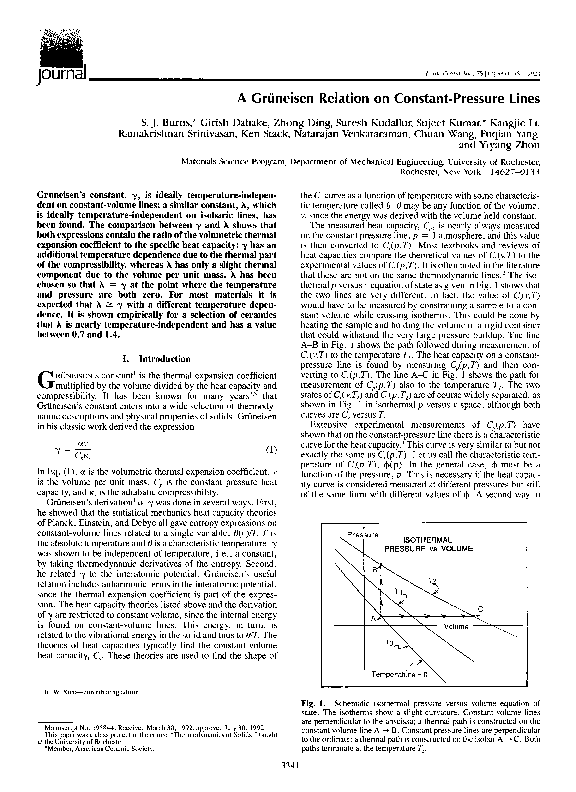 (PDF) A Gruneisen Relation on Constant-Pressure Lines