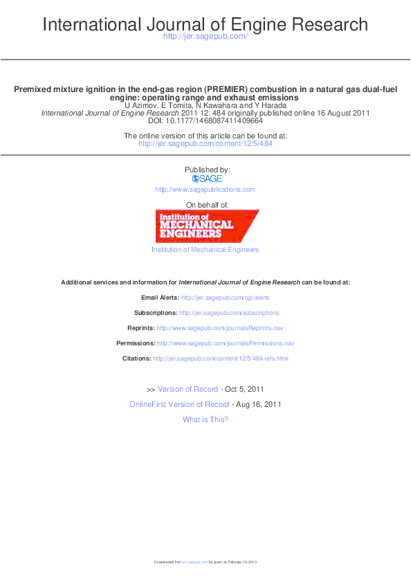 (PDF) Premixed mixture ignition in the end-gas region (PREMIER ...