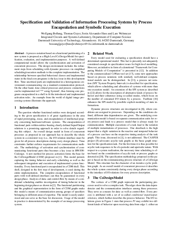 Pdf Specification And Validation Of Information Processing Systems By Process Encapsulation
