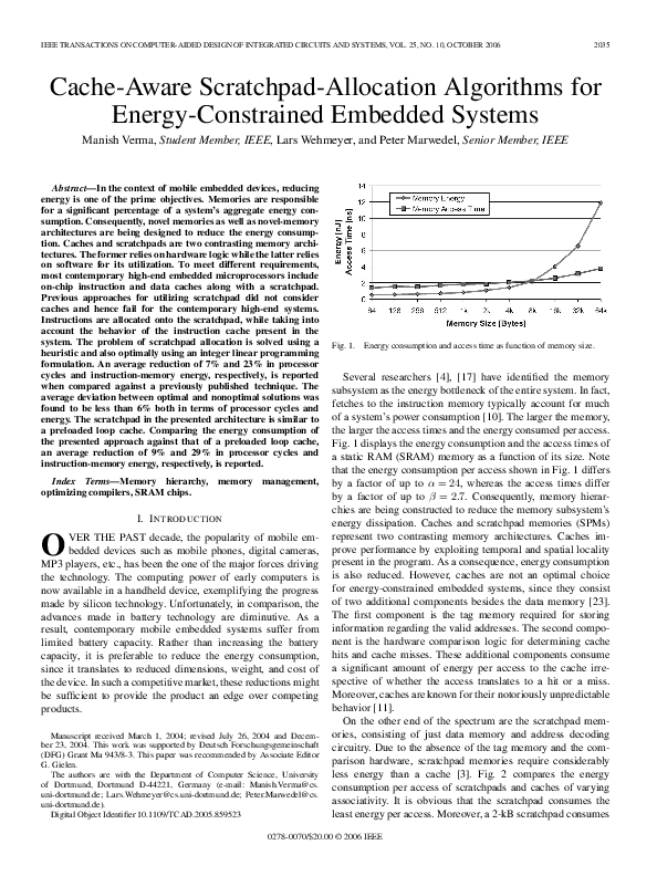 (PDF) Cache-Aware Scratchpad-Allocation Algorithms for Energy-Constrained Embedded Systems