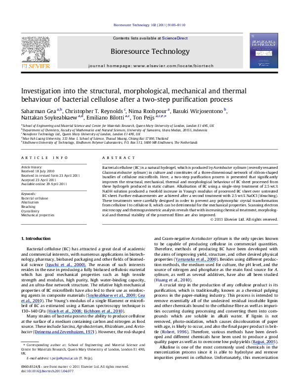 (PDF) Investigation into the structural, morphological, mechanical and thermal behaviour of ...