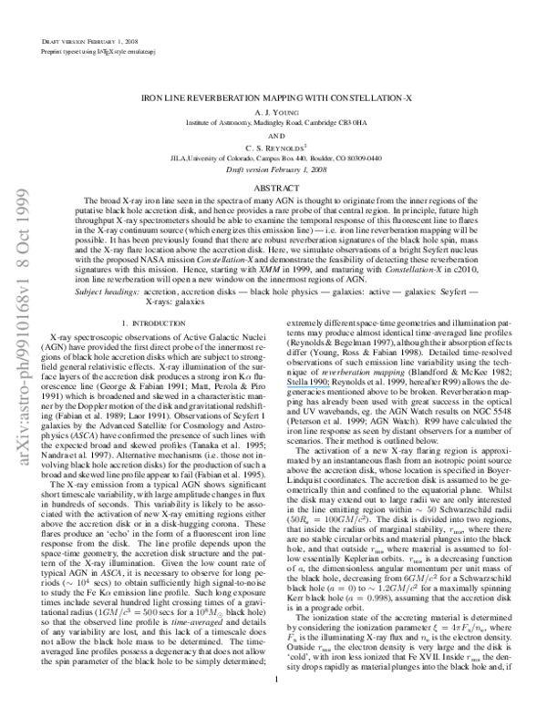 Pdf Iron Line Reverberation Mapping With Constellation‐x