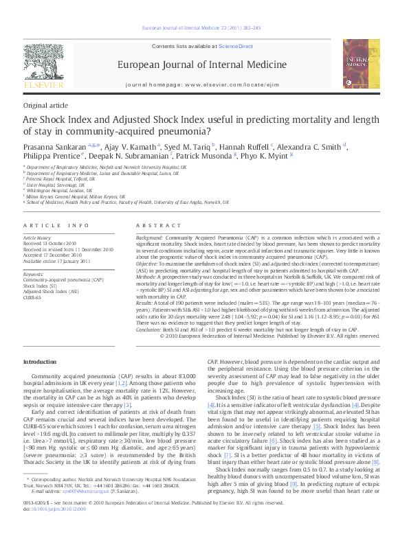(PDF) Are Shock Index and Adjusted Shock Index useful in predicting ...