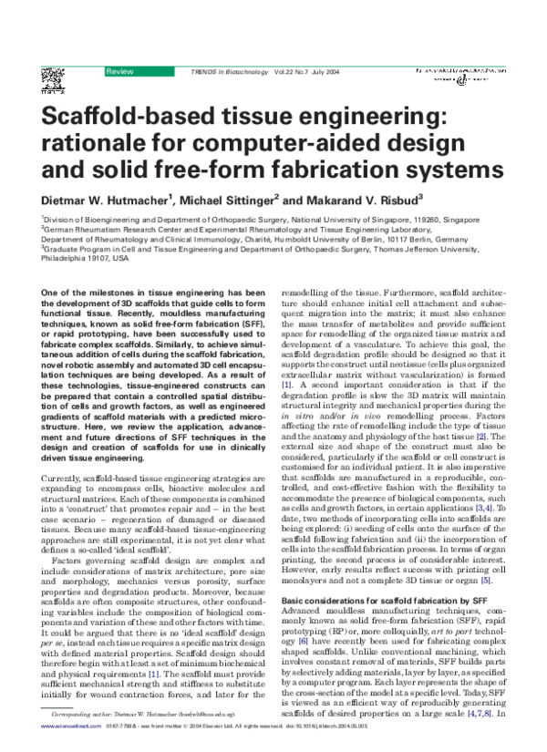 (PDF) Scaffold-based tissue engineering: rationale for computer-aided ...