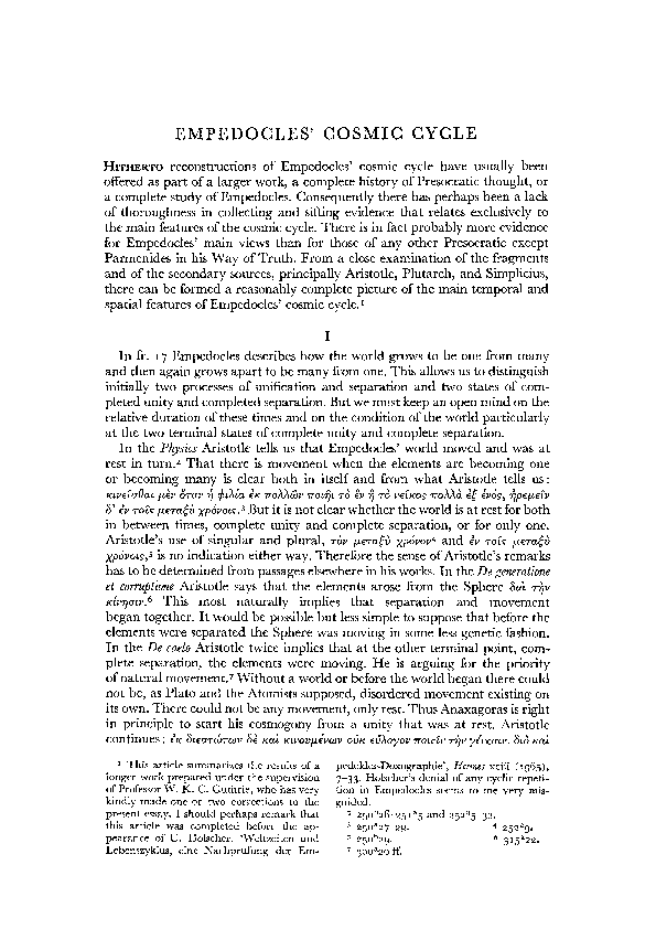 (PDF) Empedocles' Cosmic Cycle - (1967)