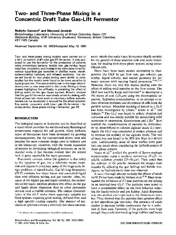 (PDF) Two and three-phase mixing in a concentric draft tube gas-lift ...