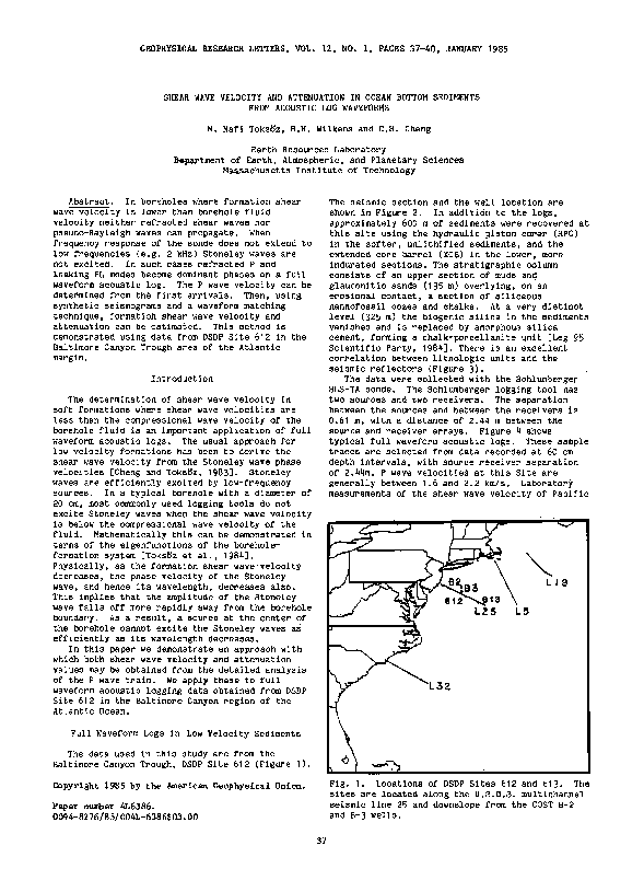 Pdf Shear Wave Velocity And Attenuation In Ocean Bottom Sediments