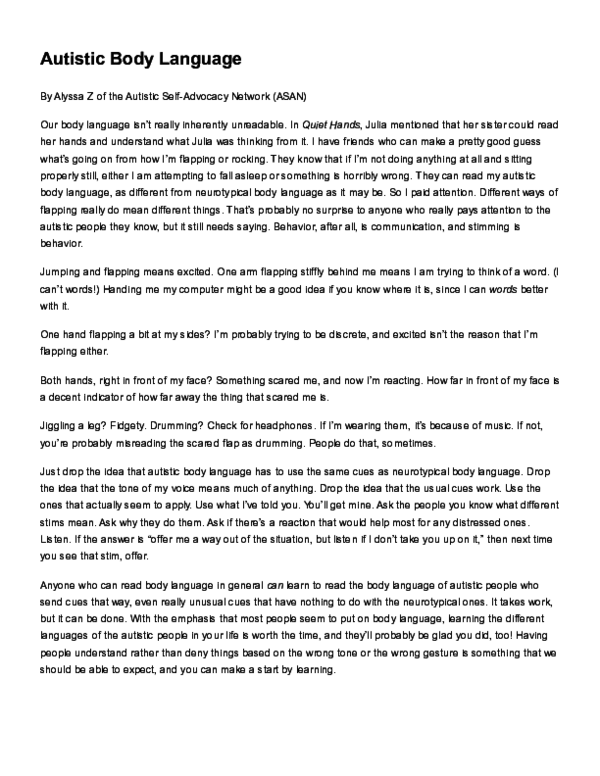 (PDF) Autistic Body Language