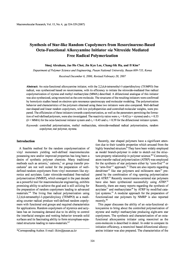 (PDF) Synthesis of star-like random copolymers from resorcinarene-based ...