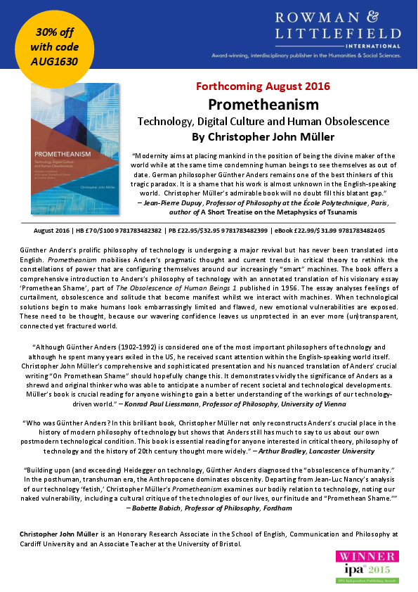 (PDF) Prometheanism: Technology, Digital Culture and Human Obsolescence