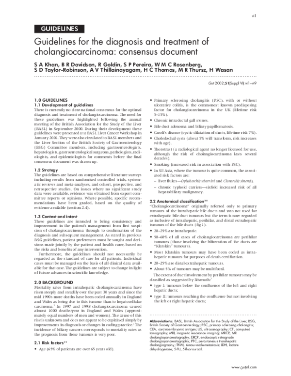 (PDF) Guidelines for the diagnosis and treatment of cholangiocarcinoma: consensus document