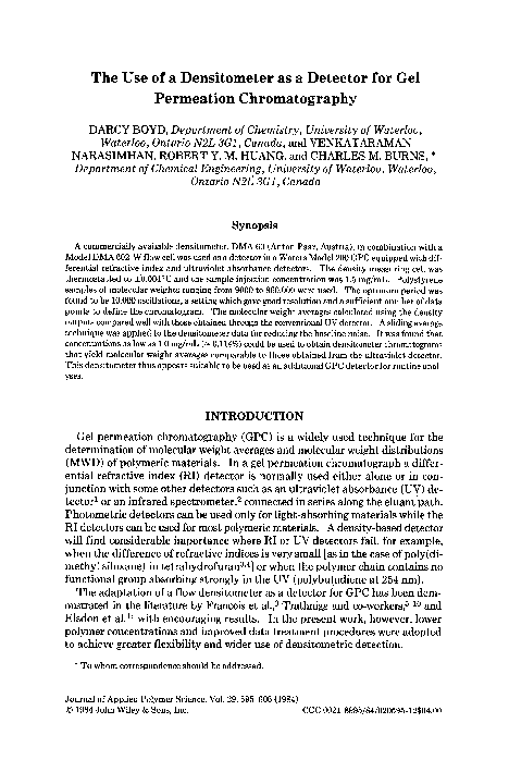 (PDF) The use of a densitometer as a detector for gel permeation ...