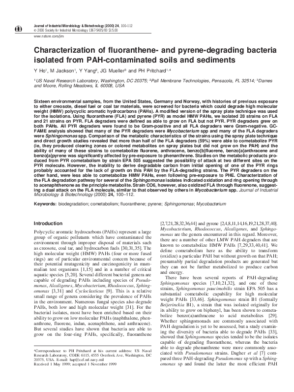 (PDF) Characterization of fluoranthene- and pyrene-degrading bacteria isolated from PAH ...