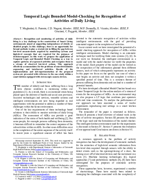 (PDF) Temporal Logic Bounded Model-Checking for recognition of activities of daily living