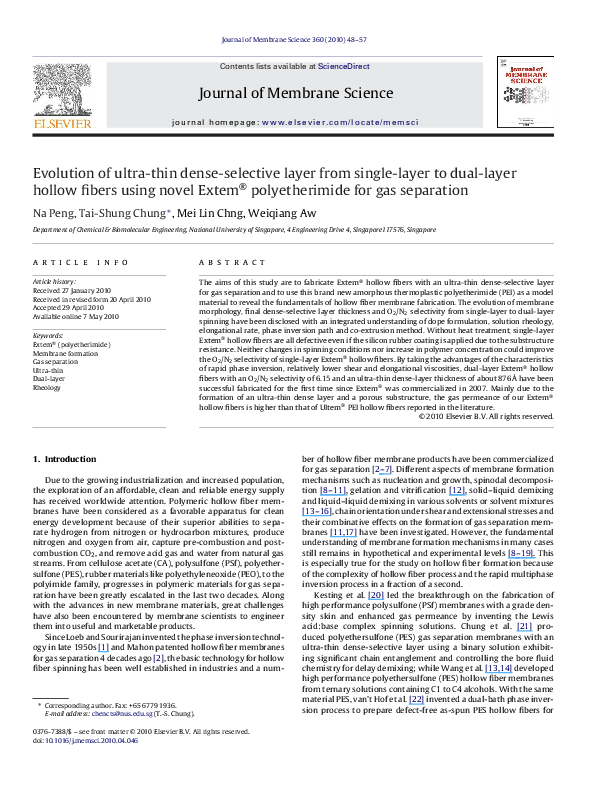 (PDF) Evolution of ultra-thin dense-selective layer from single-layer ...