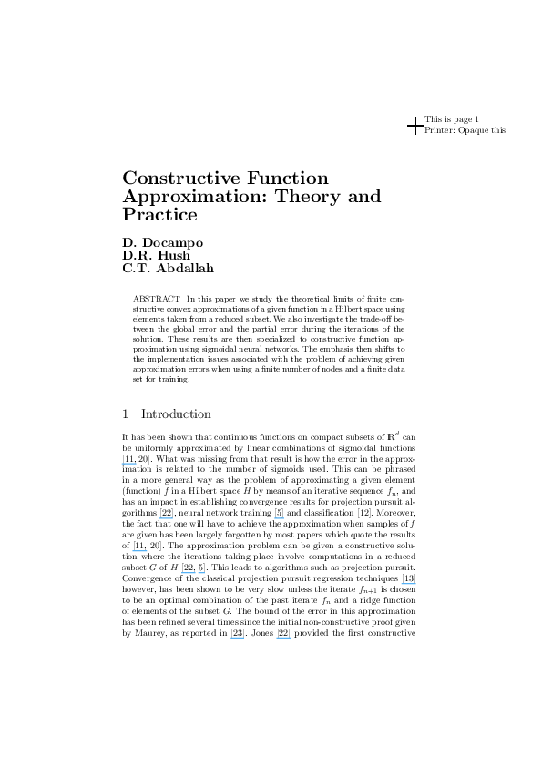(PDF) Constructive Function Approximation: Theory and Practice