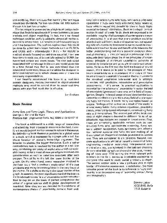 Pdf Fuzzy Sets And Fuzzy Logic Theory And Applications