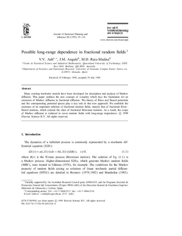 Pdf Long Range Dependence In Fractional Random Fields Via Duality