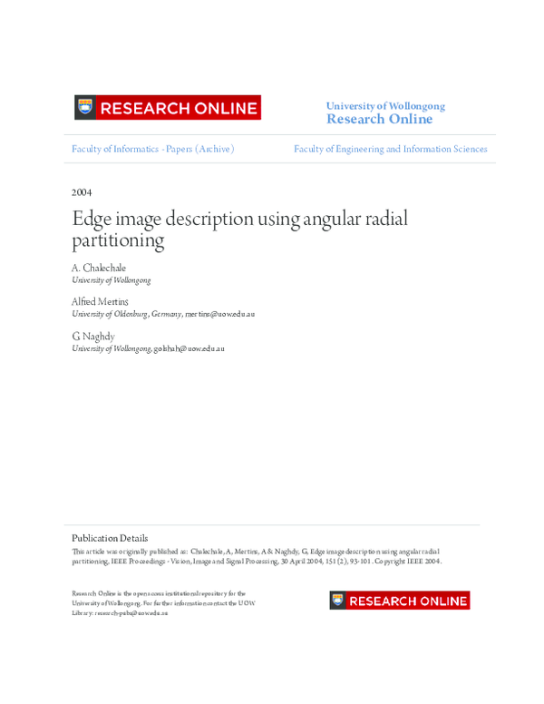 Pdf Edge Image Description Using Angular Radial Partitioning