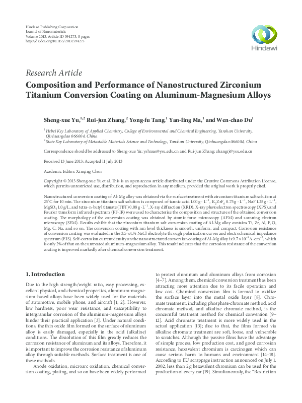 (PDF) Composition and Performance of Nanostructured Zirconium Titanium ...