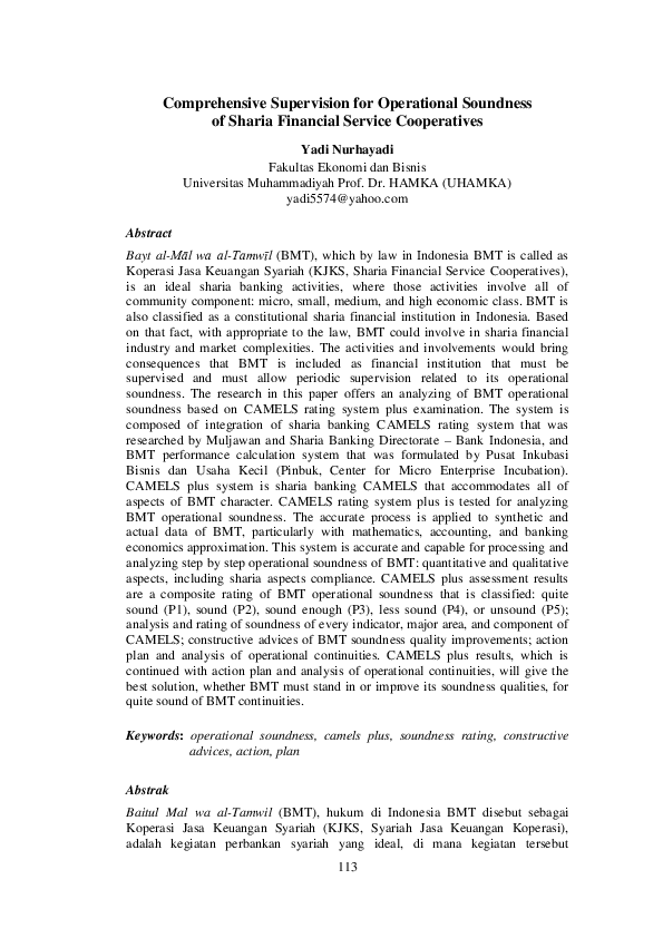 (PDF) Comprehensive Supervision for Operational Soundness of Sharia ...