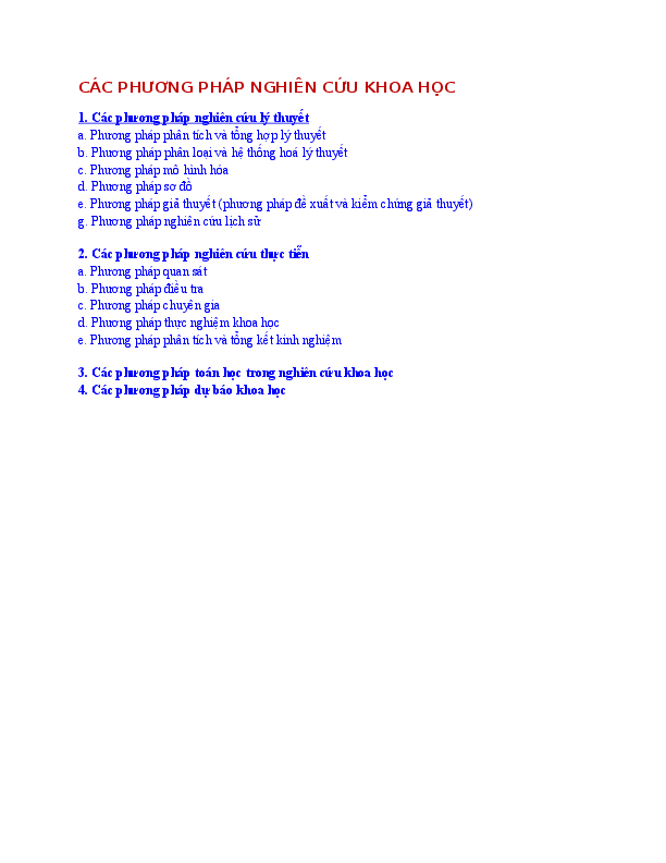 (DOC) CÁC PH NG PHÁP NGHIÊN C U KHOA H C