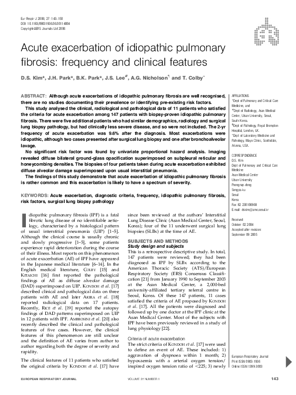 (PDF) Acute exacerbation of idiopathic pulmonary fibrosis | Lee Fidler ...