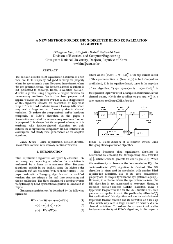 (PDF) A NEW METHOD FOR DECISION-DIRECTED BLIND EQUALIZATION ALGORITHM