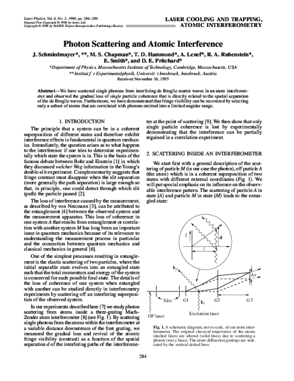 (PDF) Photon Scattering and Atomic Interference