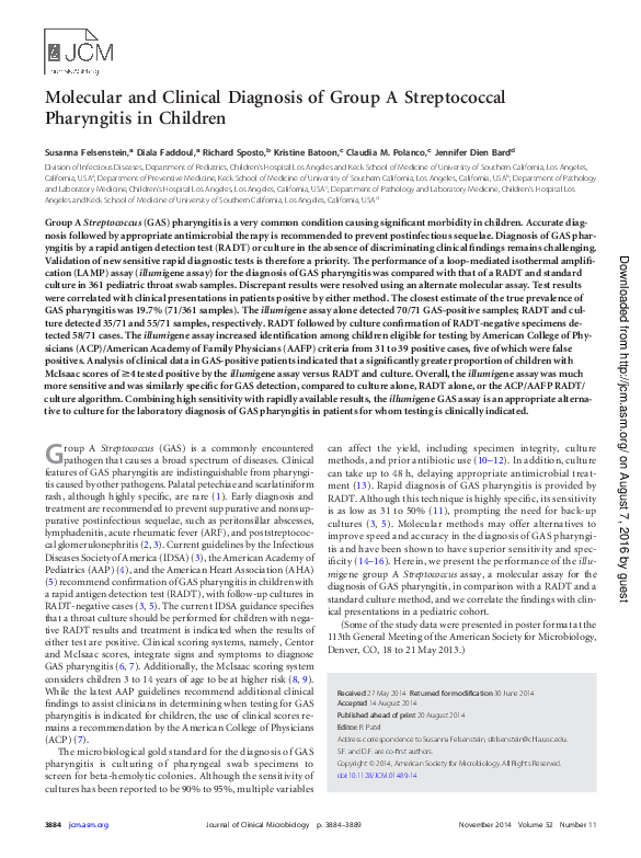 (PDF) Molecular and Clinical Diagnosis of Group A Streptococcal ...
