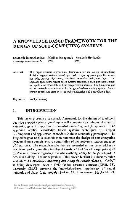 Pdf A Knowledge Based Framework For The Design Of Soft Computing Systems